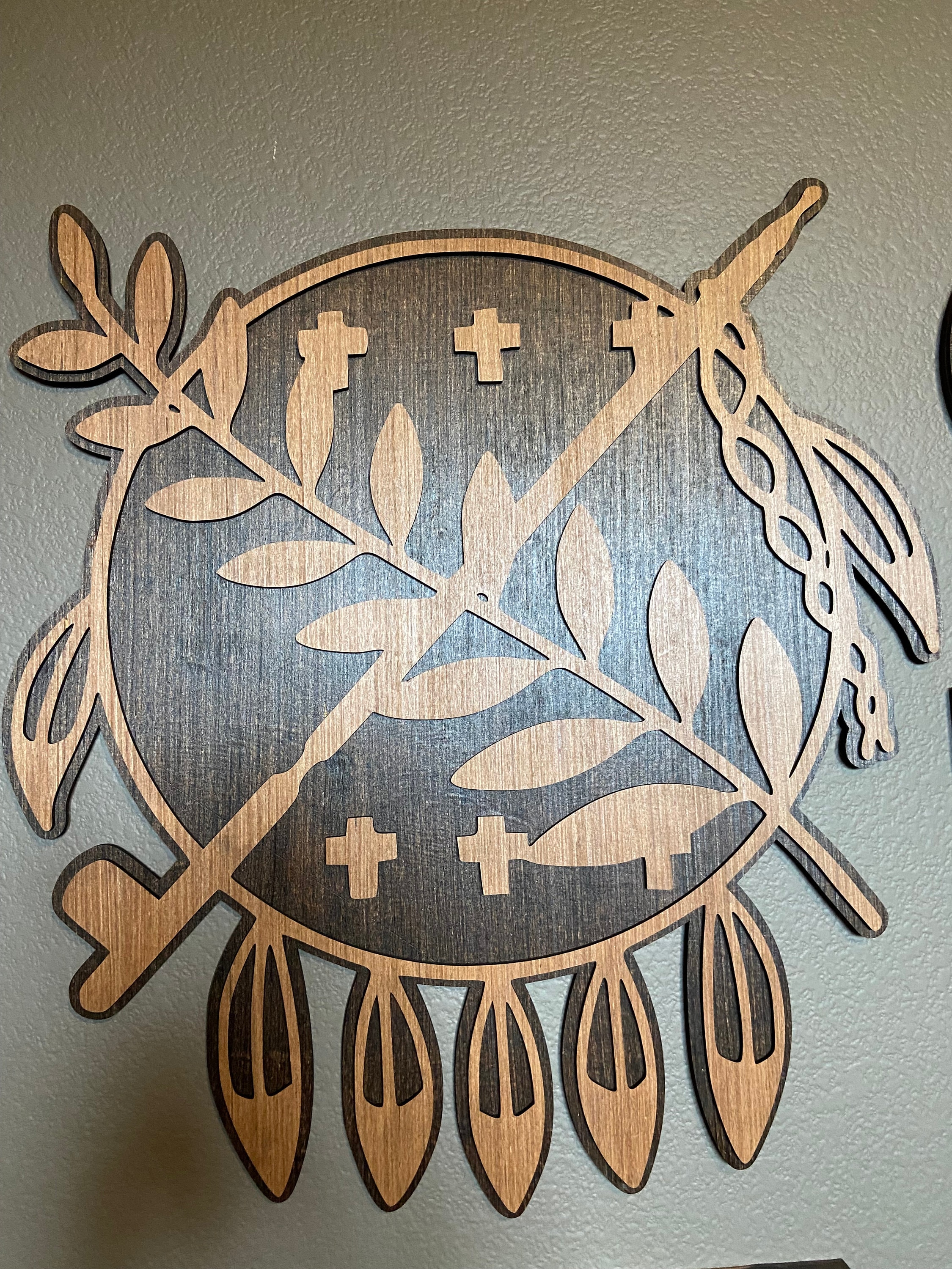 Osage Shield, Oklahoma State Flag Symbol, 2 Layer Wood Laser Cut Decor ...