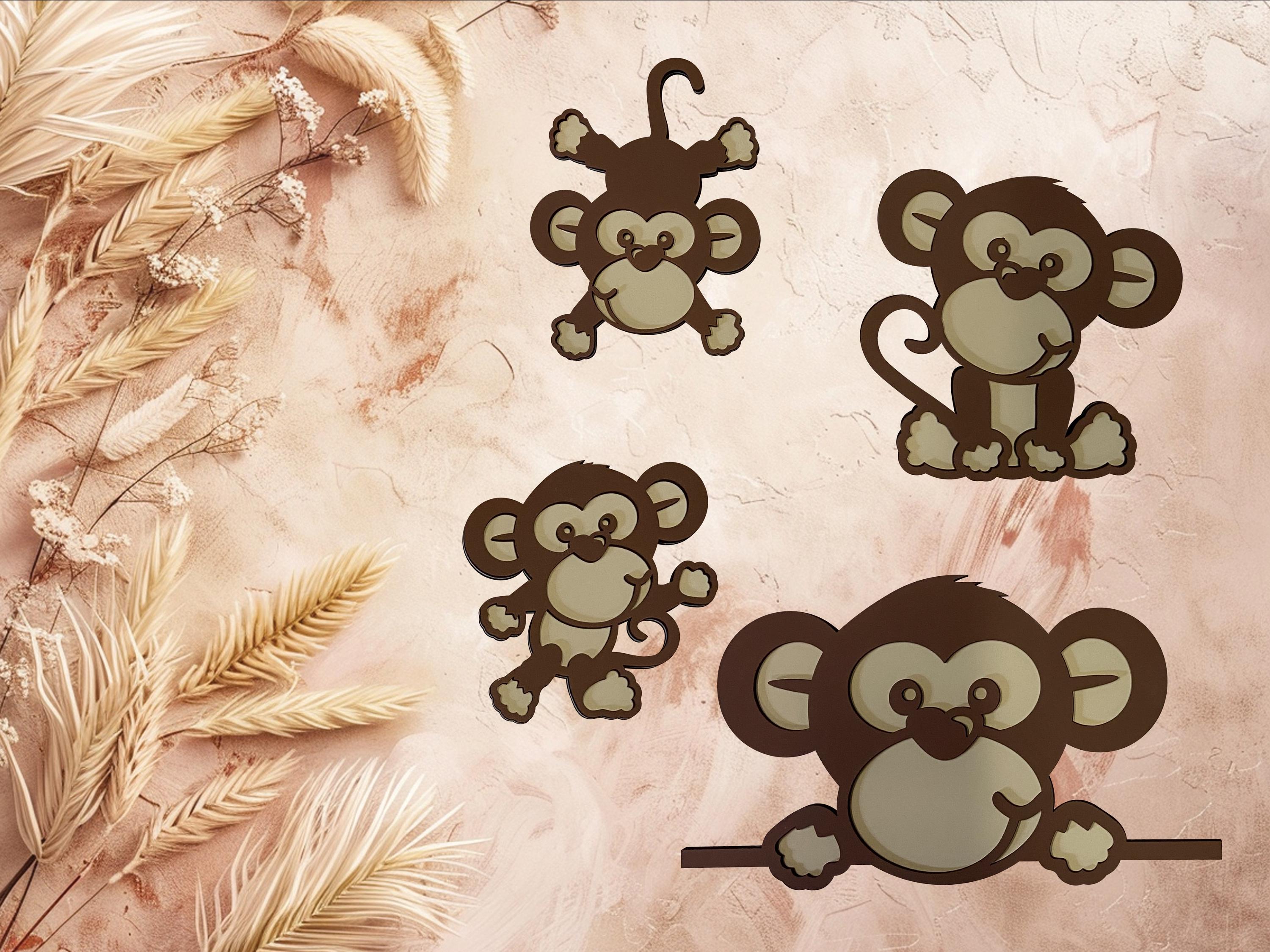 Monkey Cut Outs | 6" or 12" Tall 1/8" Thick MDF Signage | Nursery Decor ...