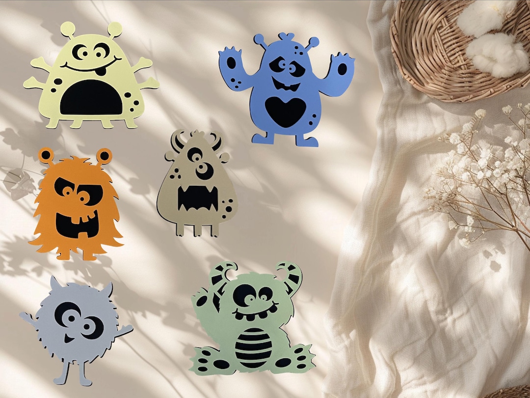 Cute Monsters Themed Cut Outs | 6" or 12" Tall 1/8" Thick MDF Signage ...