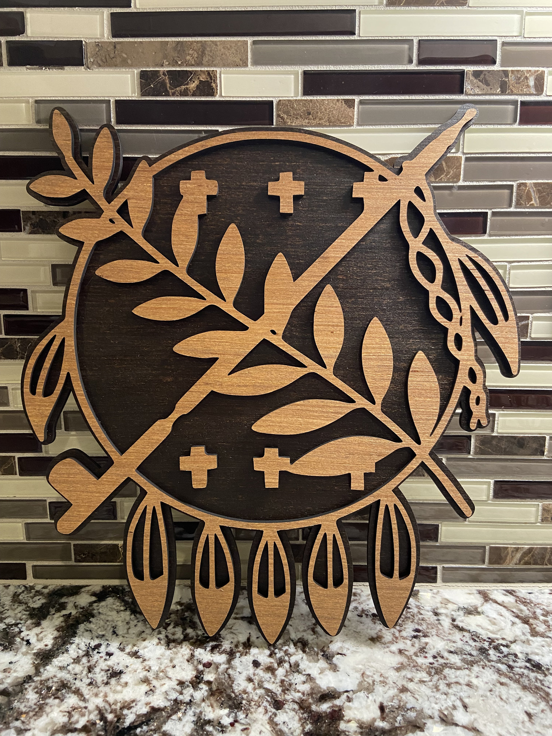 Osage Shield, Oklahoma State Flag Symbol, 2 Layer Wood Laser Cut Decor ...