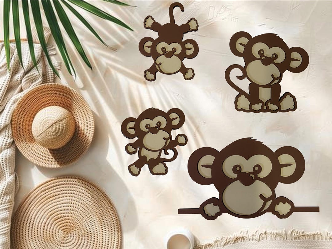 Monkey Cut Outs | 6" or 12" Tall 1/8" Thick MDF Signage | Nursery Decor ...