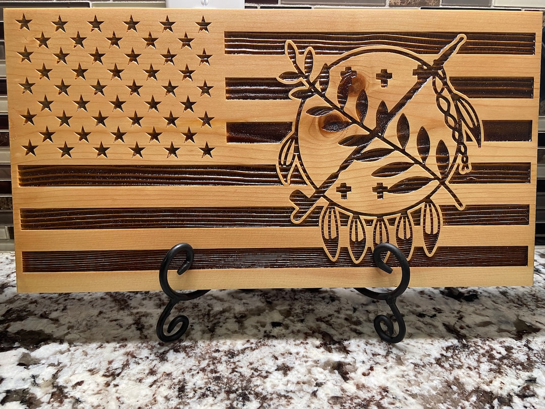 Osage Shield, Oklahoma State Flag Symbol, Engraved Wood Laser Cut Decor ...