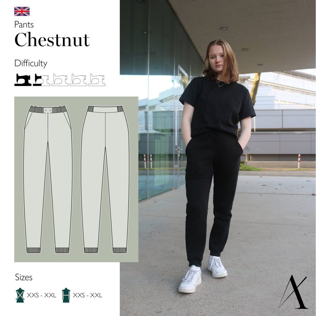 Sewing Pattern and Tutorial Trousers Chestnut Jogger Pants With Cord and Pockets for Men and ...
