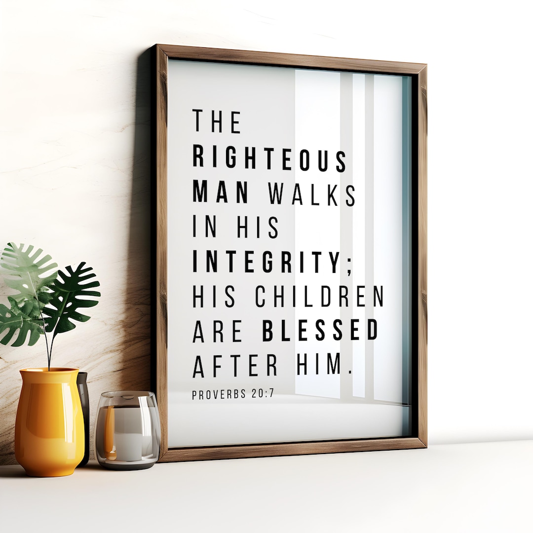 Farmhouse Scripture Printable, Proverbs 20 7, Inspirational Scripture ...