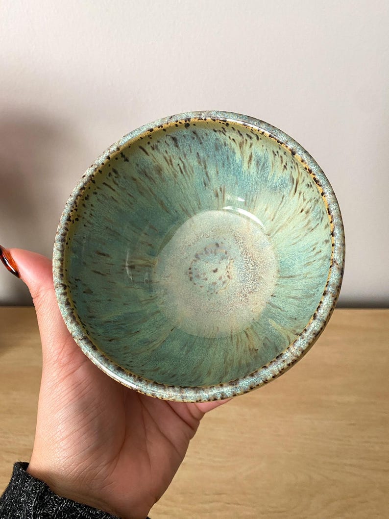 Handmade Drippy Turquoise Ceramic Bowl Noodle, Soup, Ice Cream, Dessert ...