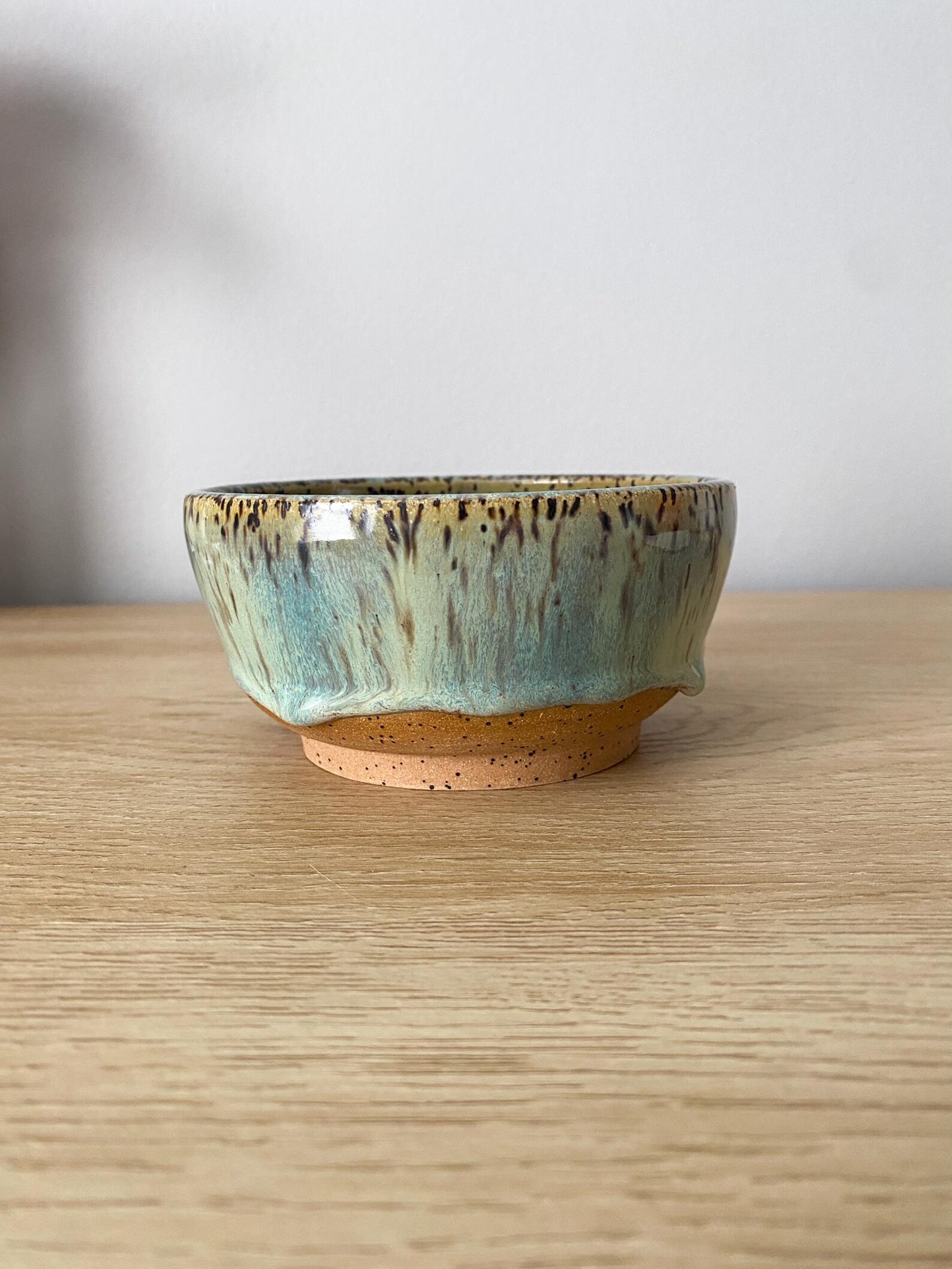 Handmade Drippy Turquoise Ceramic Bowl Noodle, Soup, Ice Cream, Dessert ...