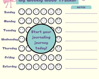 Printable Kids Simple Weekly Mood Tracker, Feeling Tracker, Colorful ...