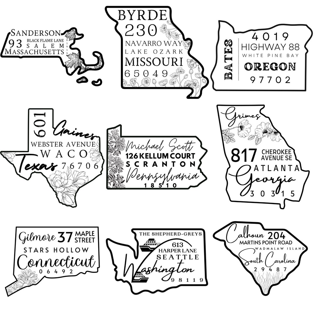 Custom State Outline Return Address Label Sticker - Etsy