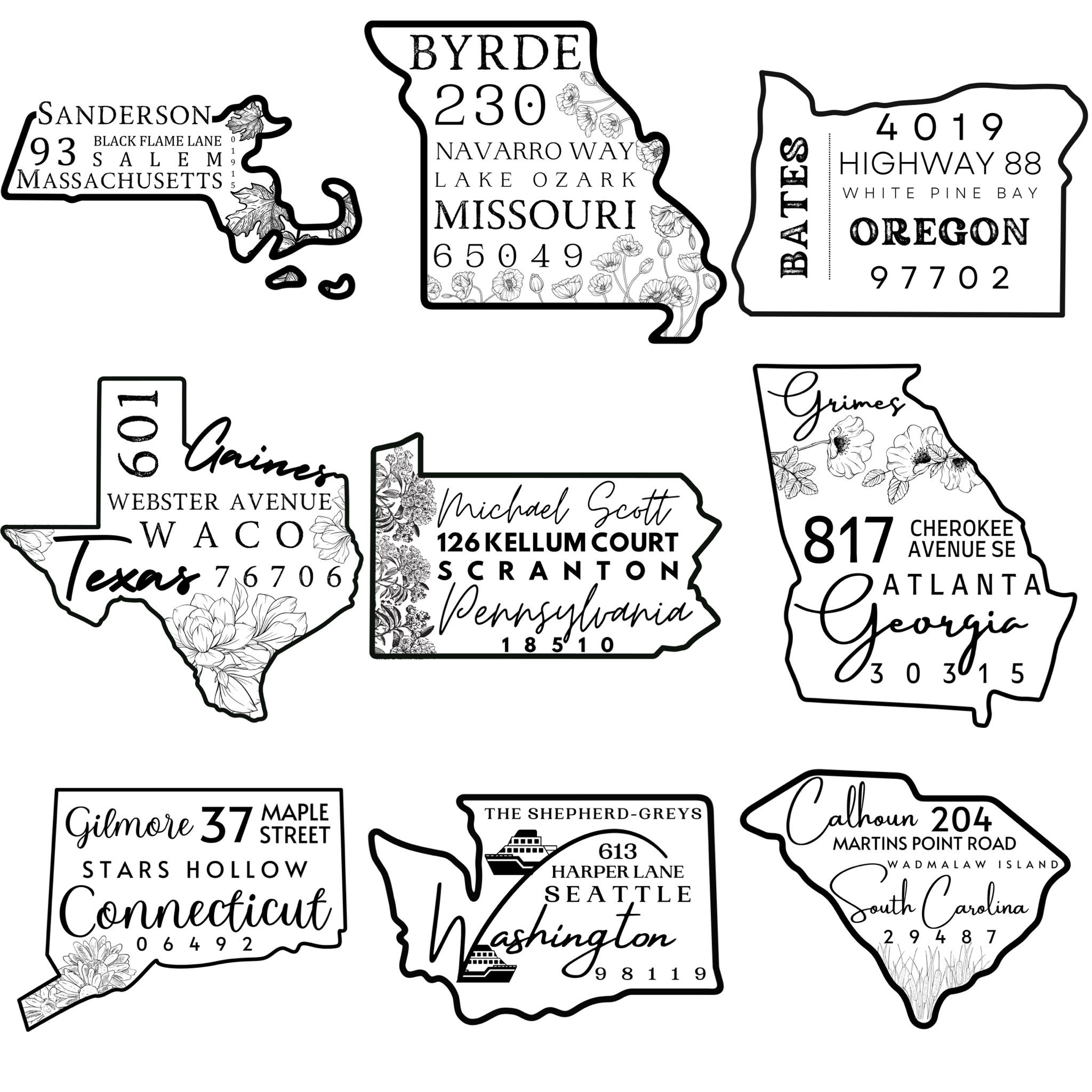 Custom State Outline Return Address Label Sticker - Etsy