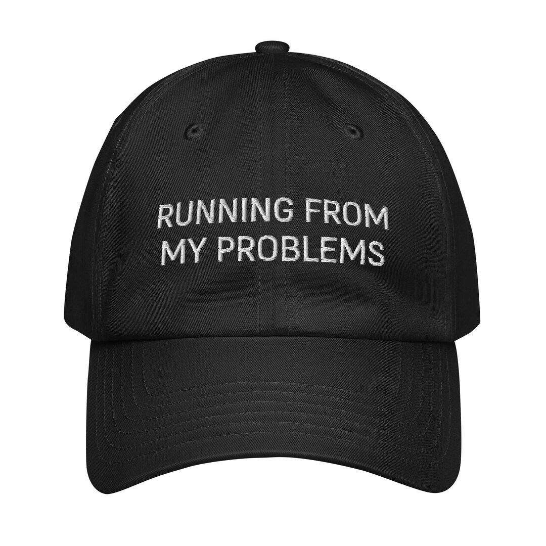 Running From My Problems Funny Running Hat | Under Armour® Dad Cap Mental Health Meme Joke Gift ...