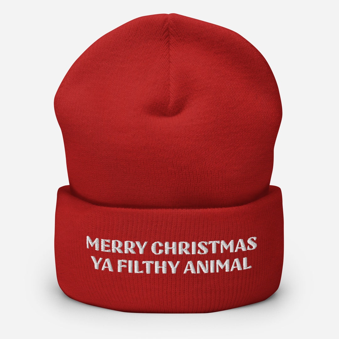 Merry Christmas Ya Filthy Animal Beanie | Funny Christmas Hat | Holiday ...