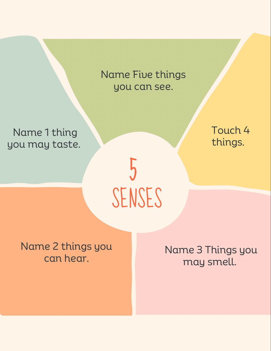 Five Senses Cognitive Based Therapy Worsheet Printable for Therapists ...