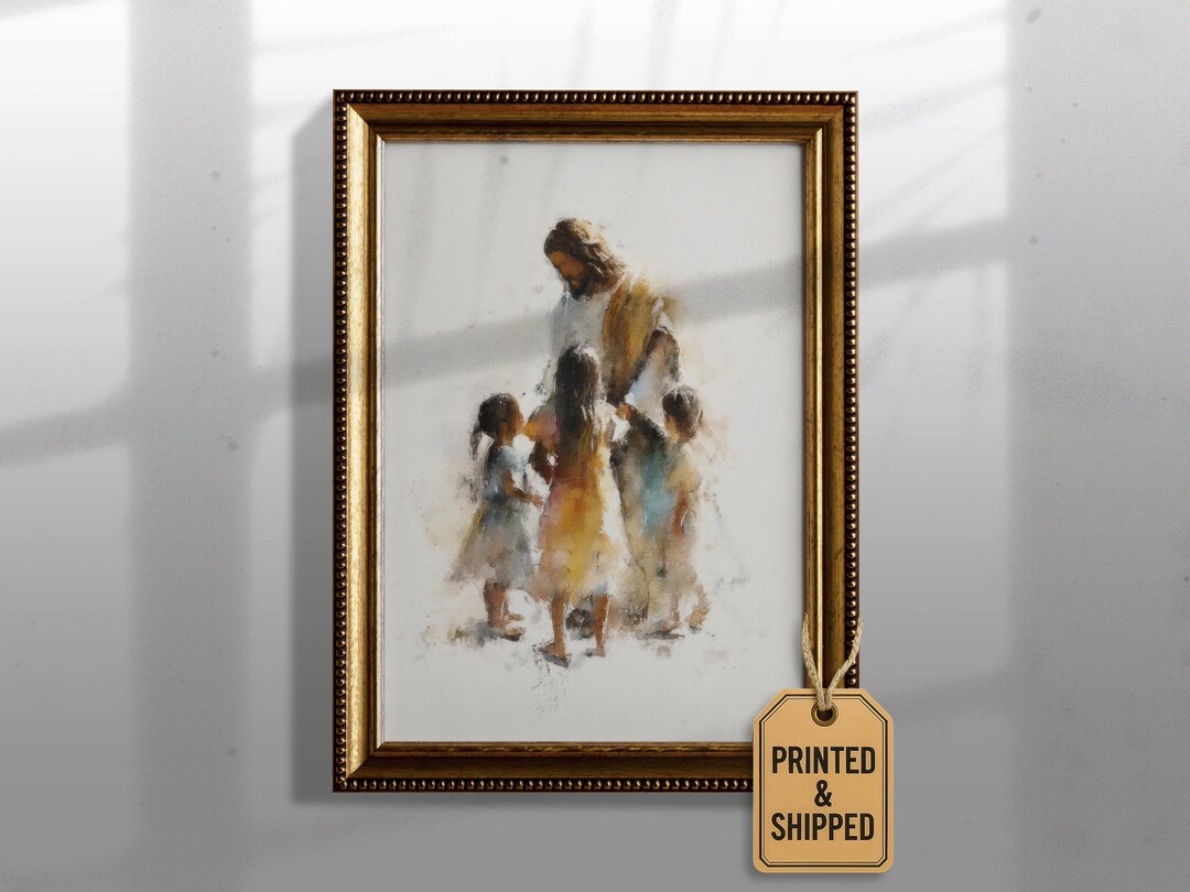 Jesus With Children | Jesus Kids Painting | Watercolor Christian Art ...