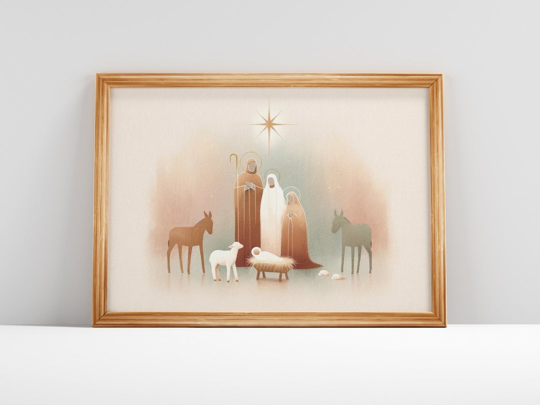 Modern Minimalist Nativity Soft Pastels, Faceless Holy Family and ...