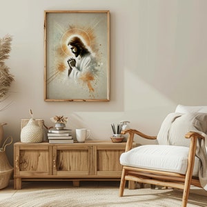 Jesus Praying, Digital Download Jesus Portrait, Jesus Painting, Jesus ...