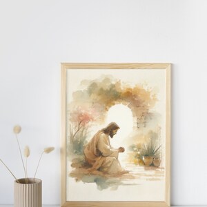 Jesus Praying, Digital Download Jesus Portrait, Jesus Painting, Jesus ...