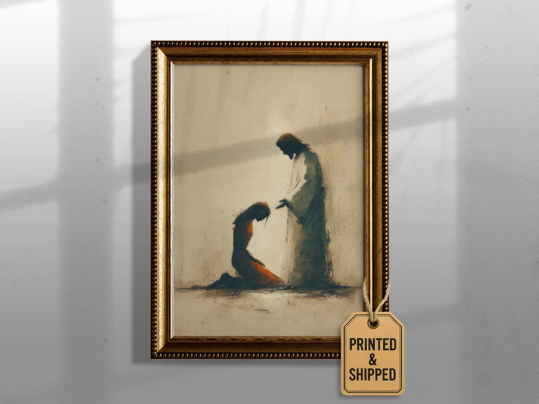 Jesus Forgiving Woman Painting | Grace and Mercy Christian Wall Art ...