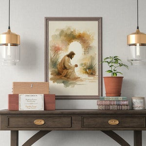 Jesus Praying, Digital Download Jesus Portrait, Jesus Painting, Jesus ...