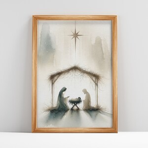 Minimalist Nativity Scene Art, Christmas Jesus Digital Download ...