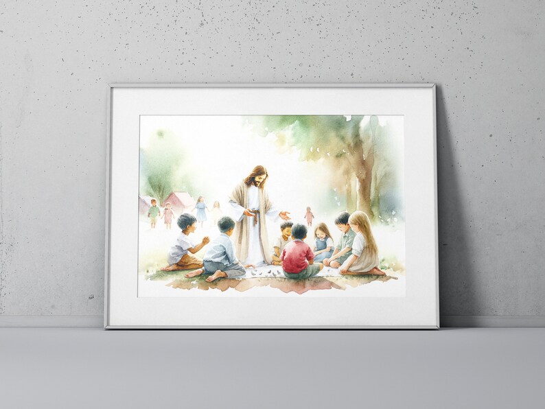 Jesus Playing With Children, Digital Download Jesus Portrait, Jesus ...