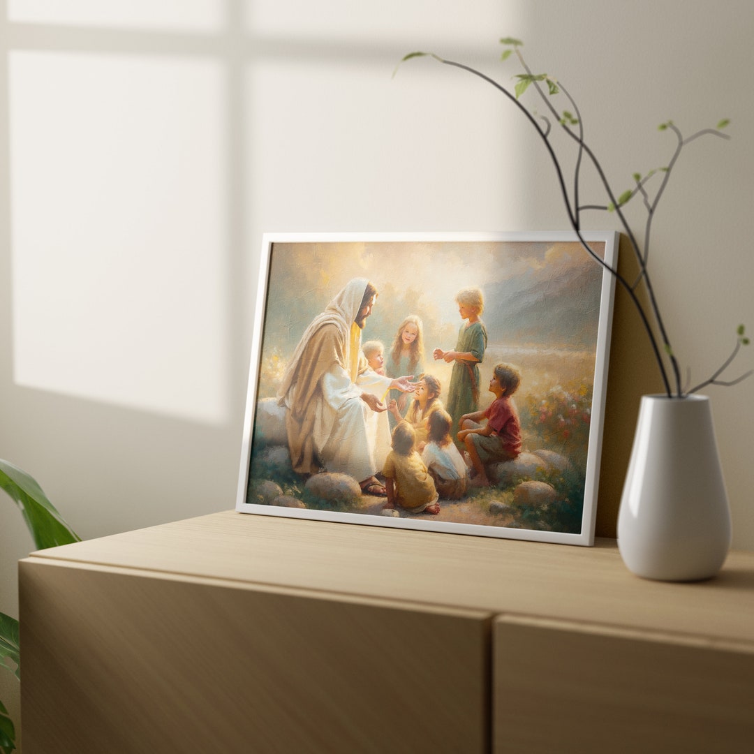 Jesus Playing With Children, Digital Download Jesus Portrait, Jesus ...