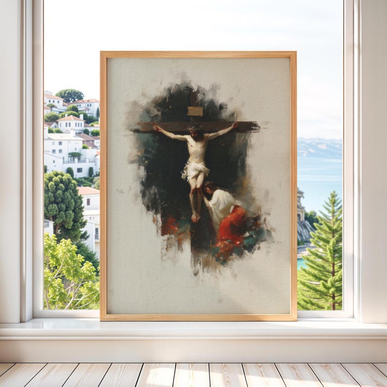 Jesus on the Cross With Mary Magdalene | Crucifixion Painting ...