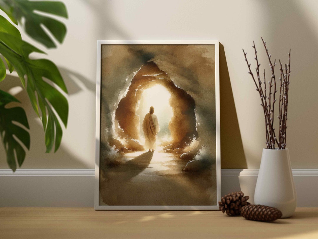 He is Risen Art Print: Minimalist Jesus Watercolor (digital Download ...