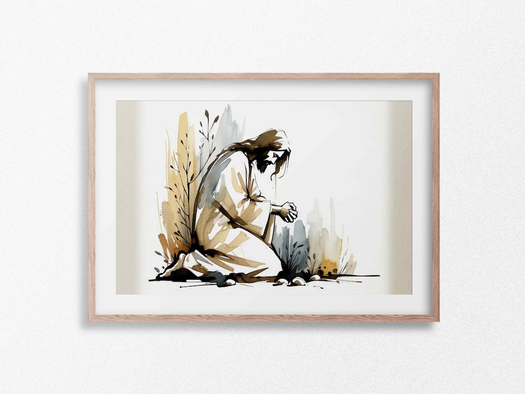 Jesus Praying, Digital Download Jesus Portrait, Jesus Painting, Jesus ...