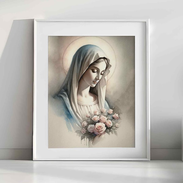 Virgin Mary Painting Watercolor - Etsy