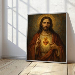 Sacred Heart of Jesus Art – Catholic Wall Decor | Jesus Christ Canvas ...