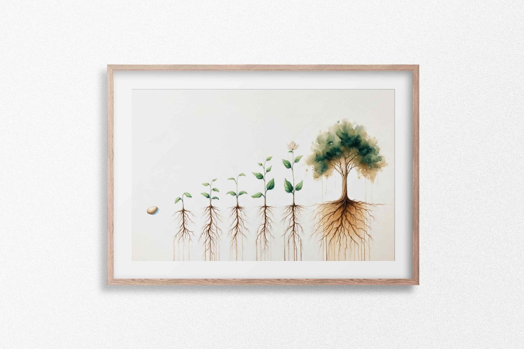 Mustard Seed Growth Watercolor - Biblical Parable Art, Modern Christian ...