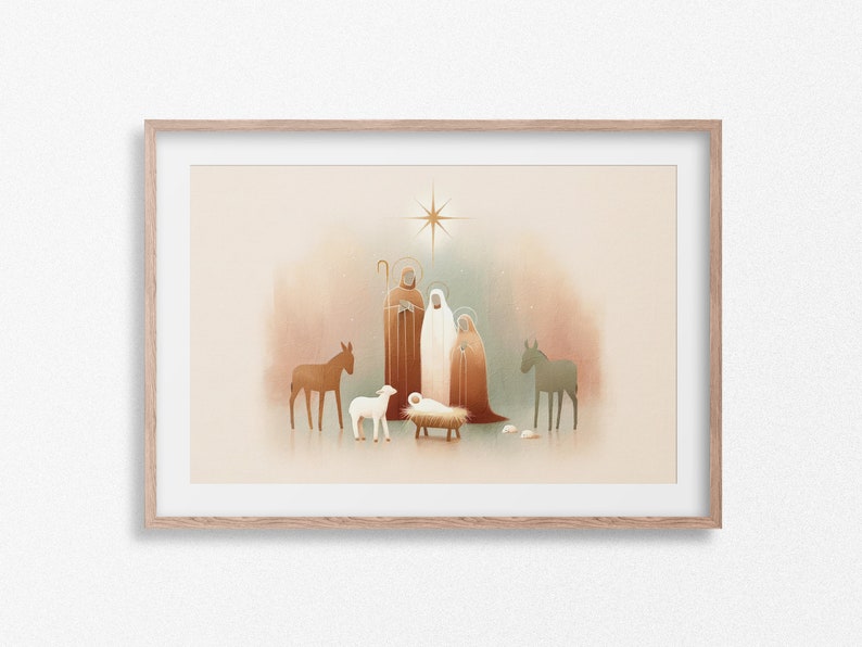 Modern Minimalist Nativity Soft Pastels, Faceless Holy Family and ...