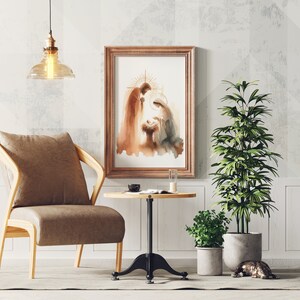 Faceless Nativity Watercolor Print - Minimalist Holy Family Scene ...