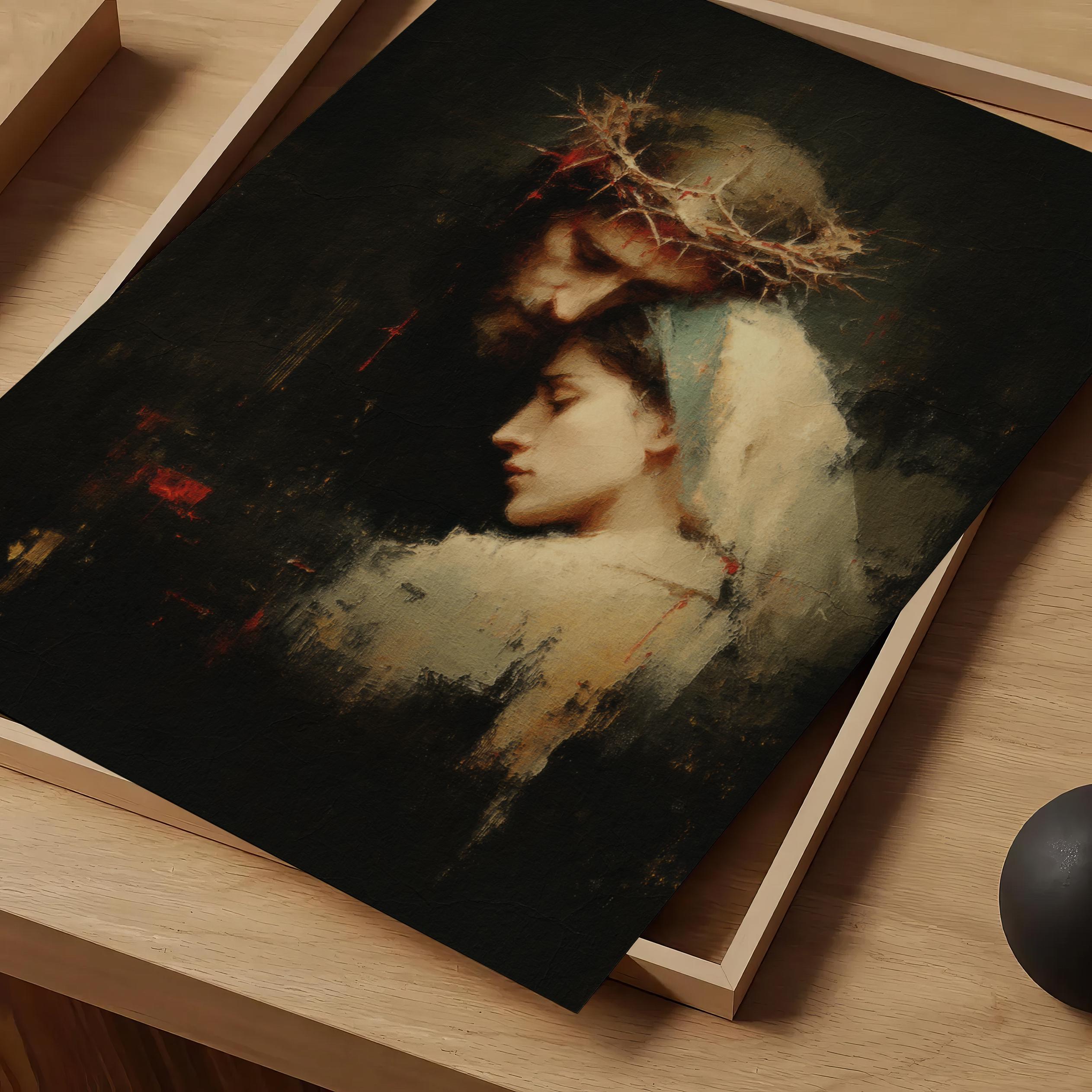 Goodbye Mother Christian Art | Jesus and Mary Sorrowful Embrace ...