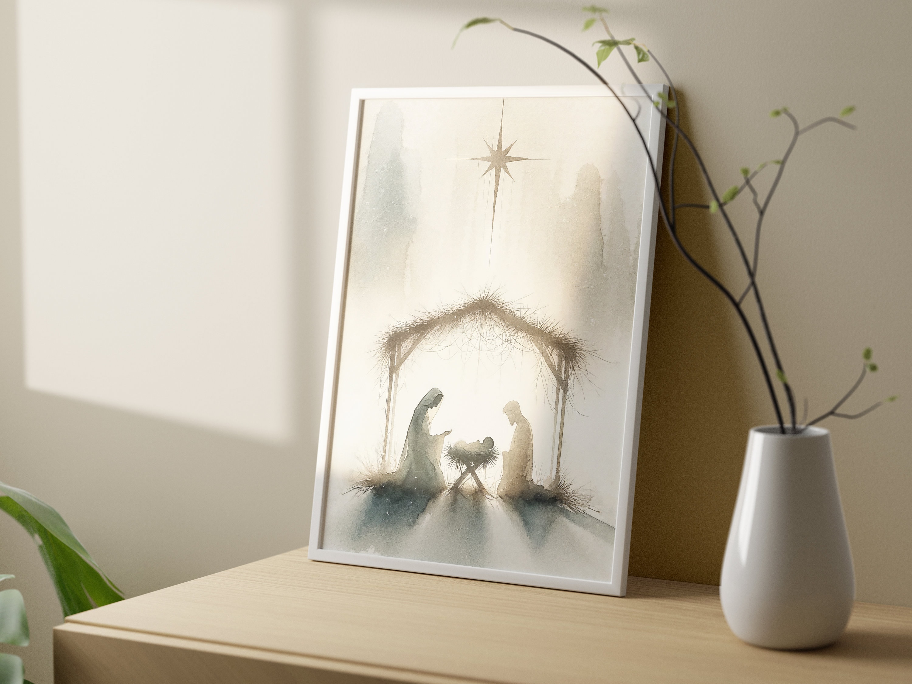 Minimalist Nativity Scene Art: Christmas Jesus Print (digital Download ...