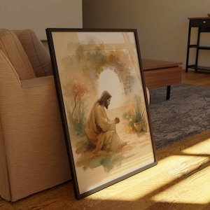 Jesus Praying, Digital Download Jesus Portrait, Jesus Painting, Jesus ...