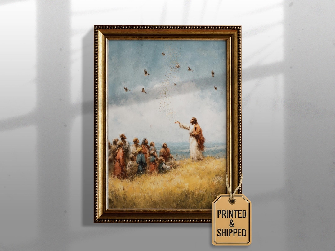 The Sower Parable | Jesus Scattering Seeds | Sacred Biblical Painting ...