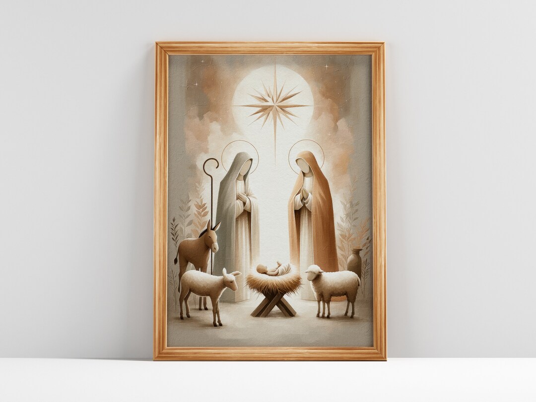 Modern Minimalist Nativity Soft Pastels Faceless Holy - Etsy