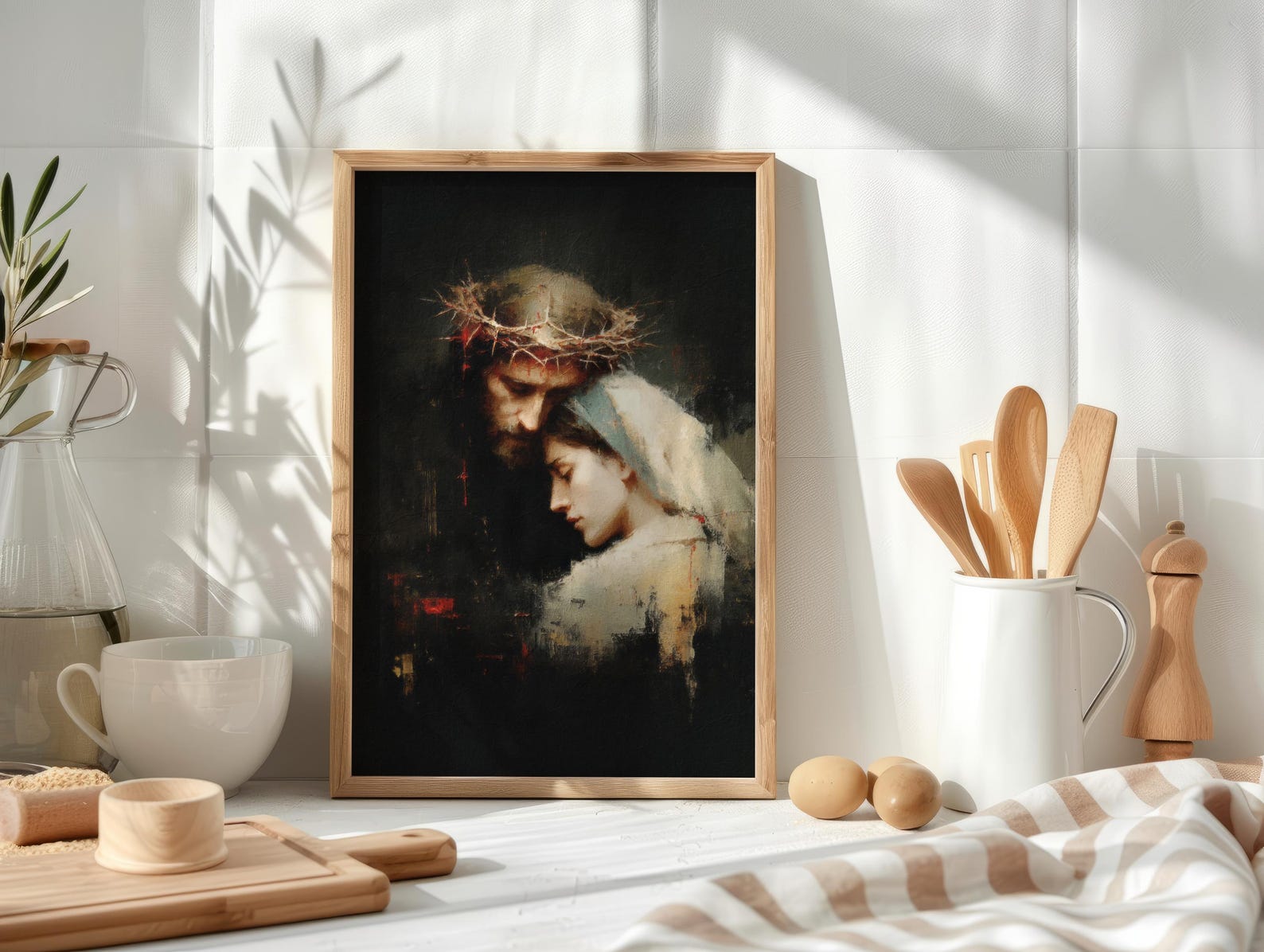 Goodbye Mother Christian Art | Jesus and Mary Sorrowful Embrace ...