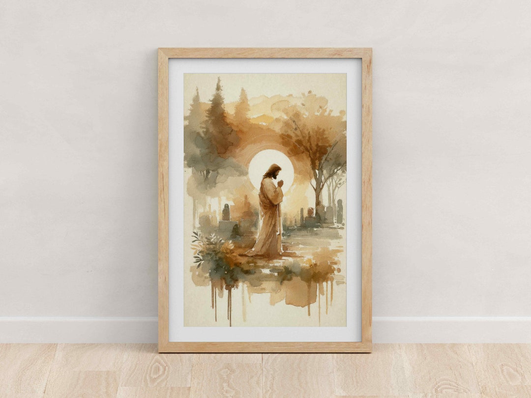 Jesus Praying, Digital Download Jesus Portrait, Jesus Painting, Jesus ...