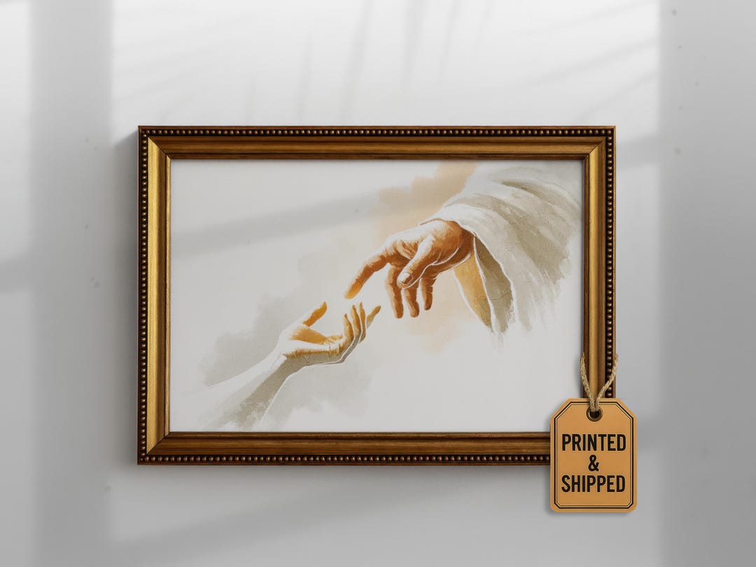 Divine Touch Wall Art – Jesus Hand Reaching Painting | Christian Faith ...
