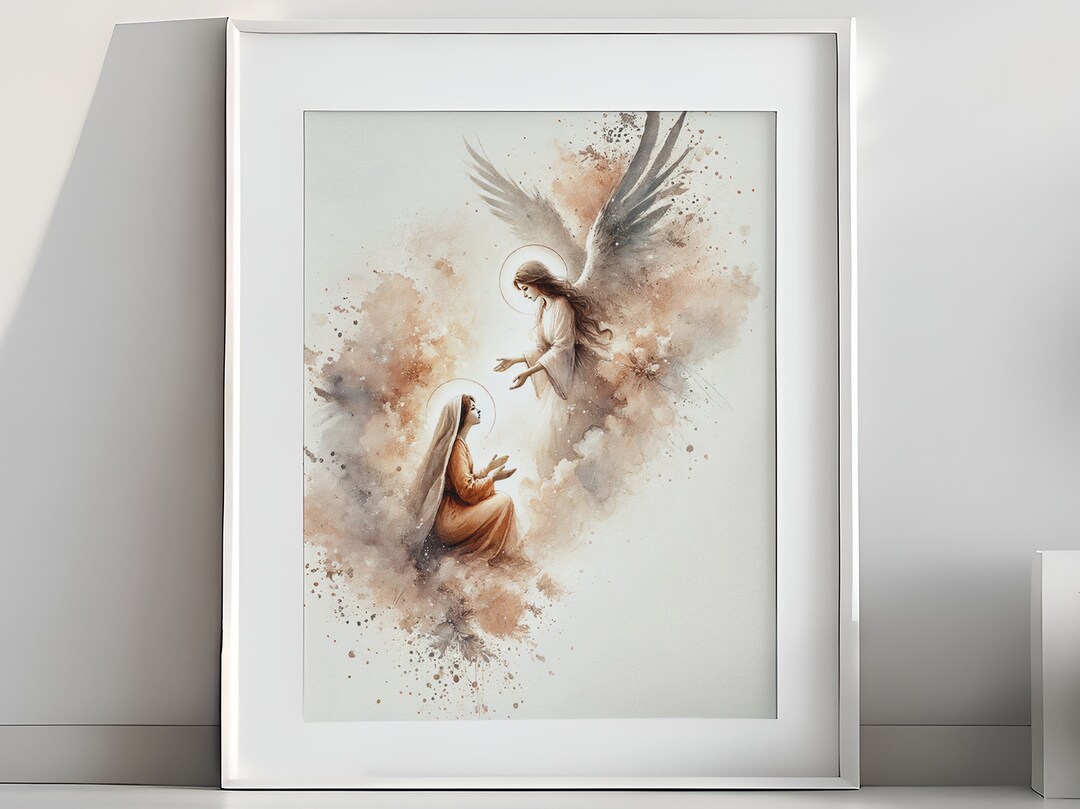 The Annunciation Art Print: Virgin Mary, Angel Gabriel (digital ...