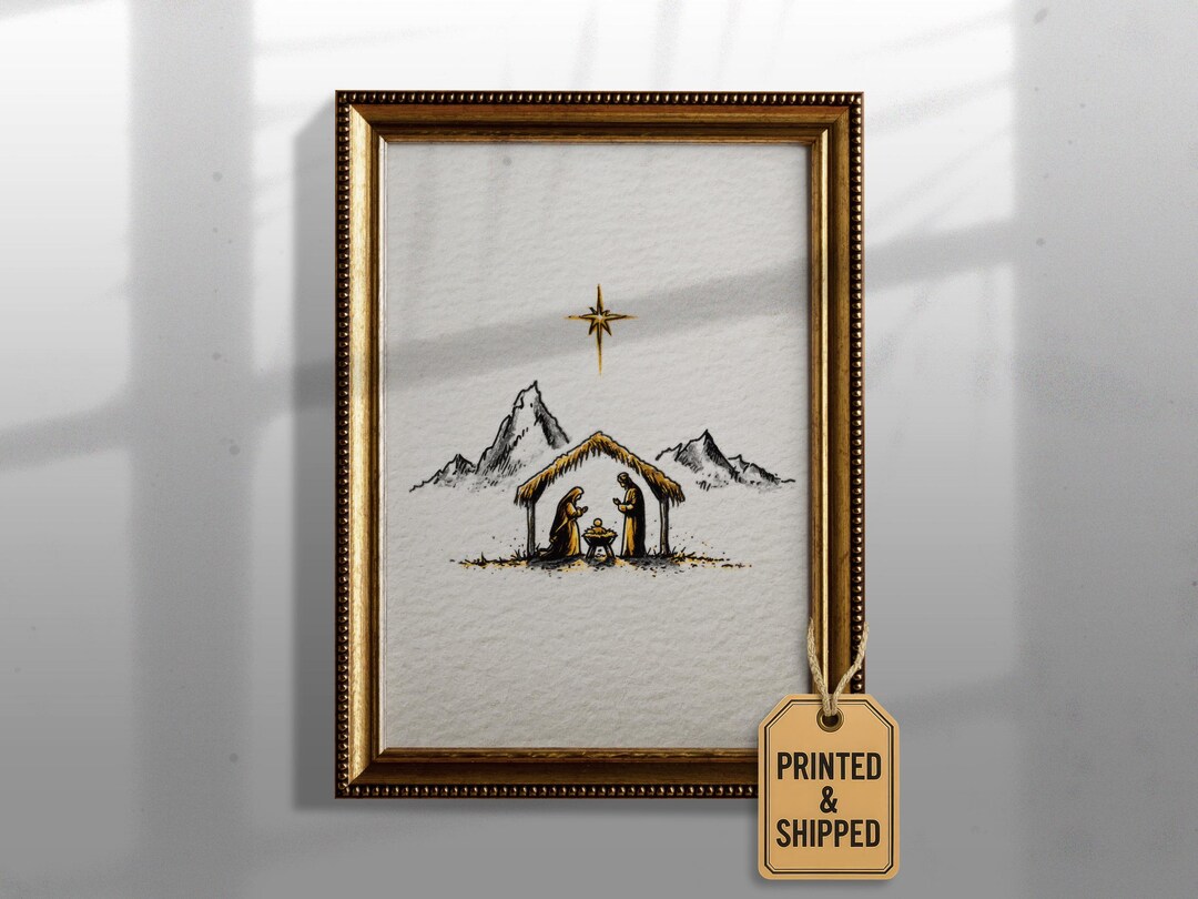 Simple Manger Scene | Line Art Christmas | Soft Faith Decor | Spiritual ...