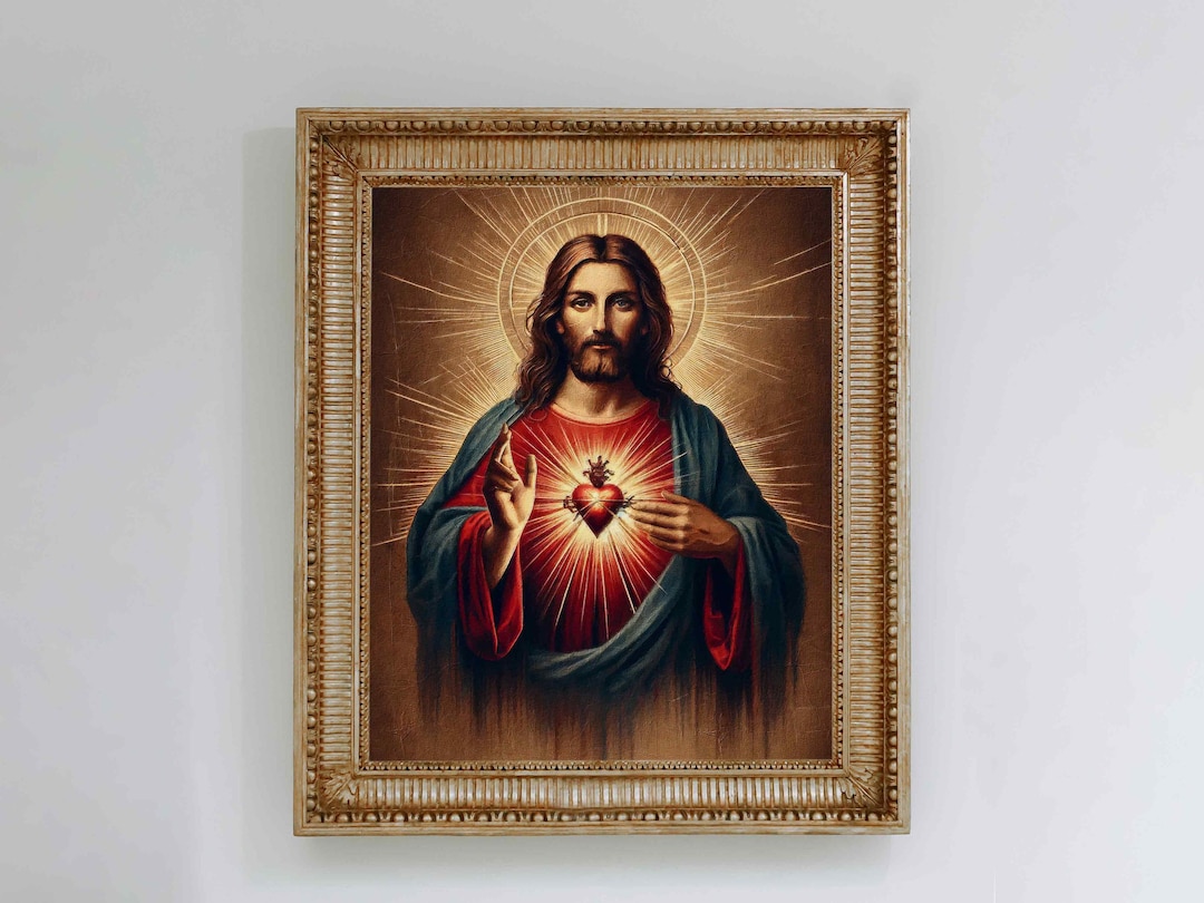 Sacred Heart of Jesus Traditional Christian Iconography Digital Art ...