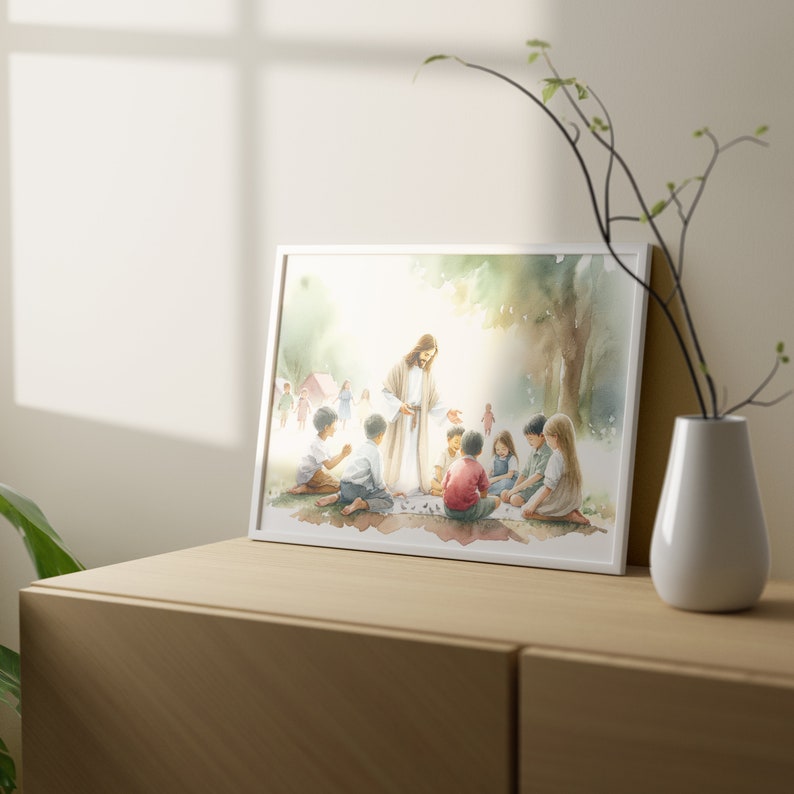 Jesus Playing With Children, Digital Download Jesus Portrait, Jesus ...