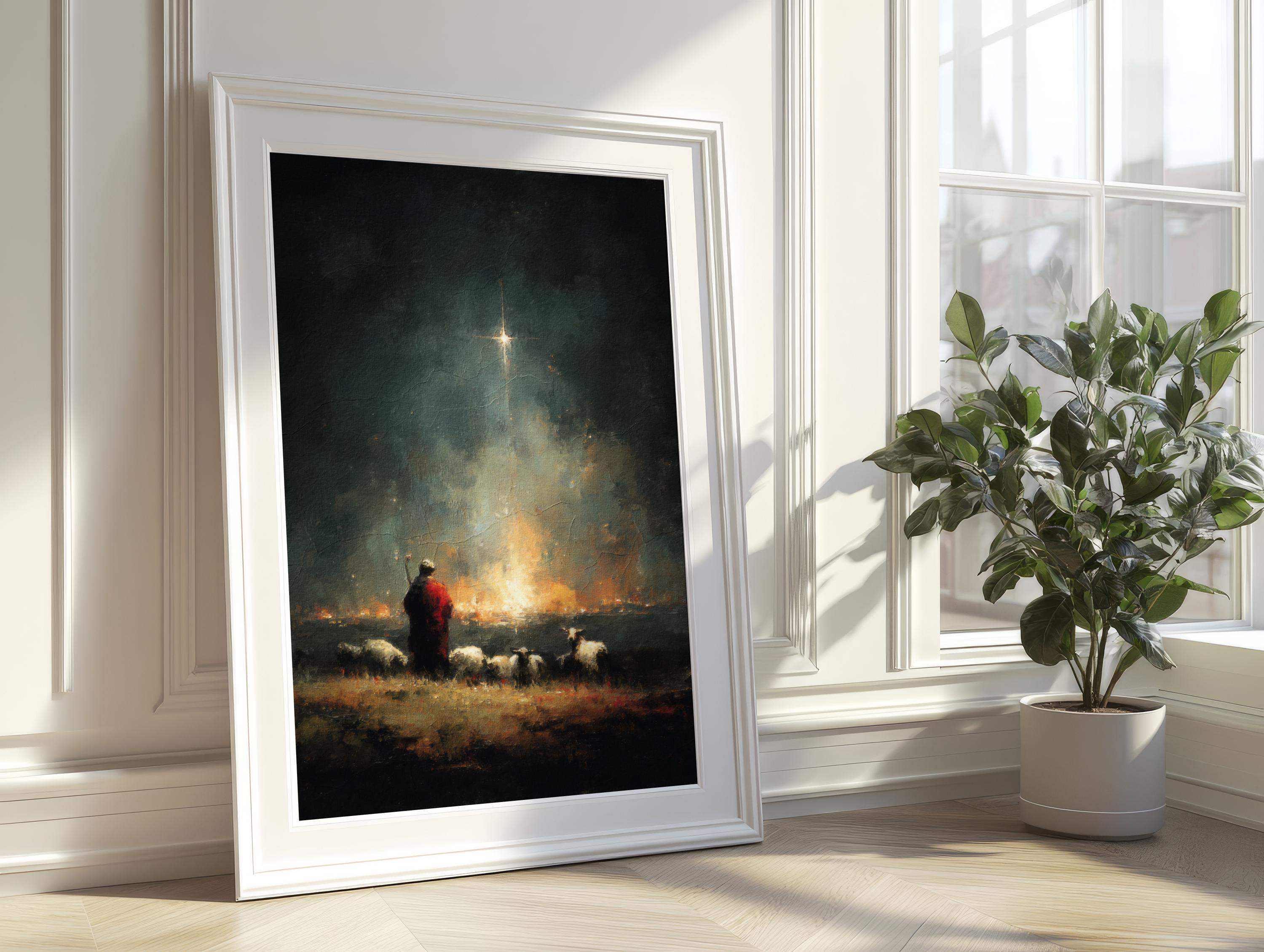 Angel Appearing to Shepherds Painting | Bethlehem Night Light ...