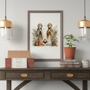 Modern Watercolor Nativity Scene Faceless Figures With Soft Tones and ...