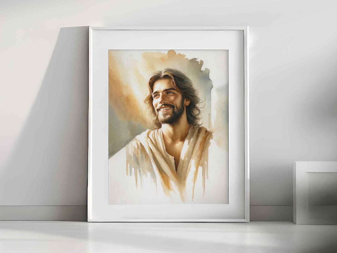 Jesus Portrait Watercolor Serene Christ Portrait Jesus Christian ...