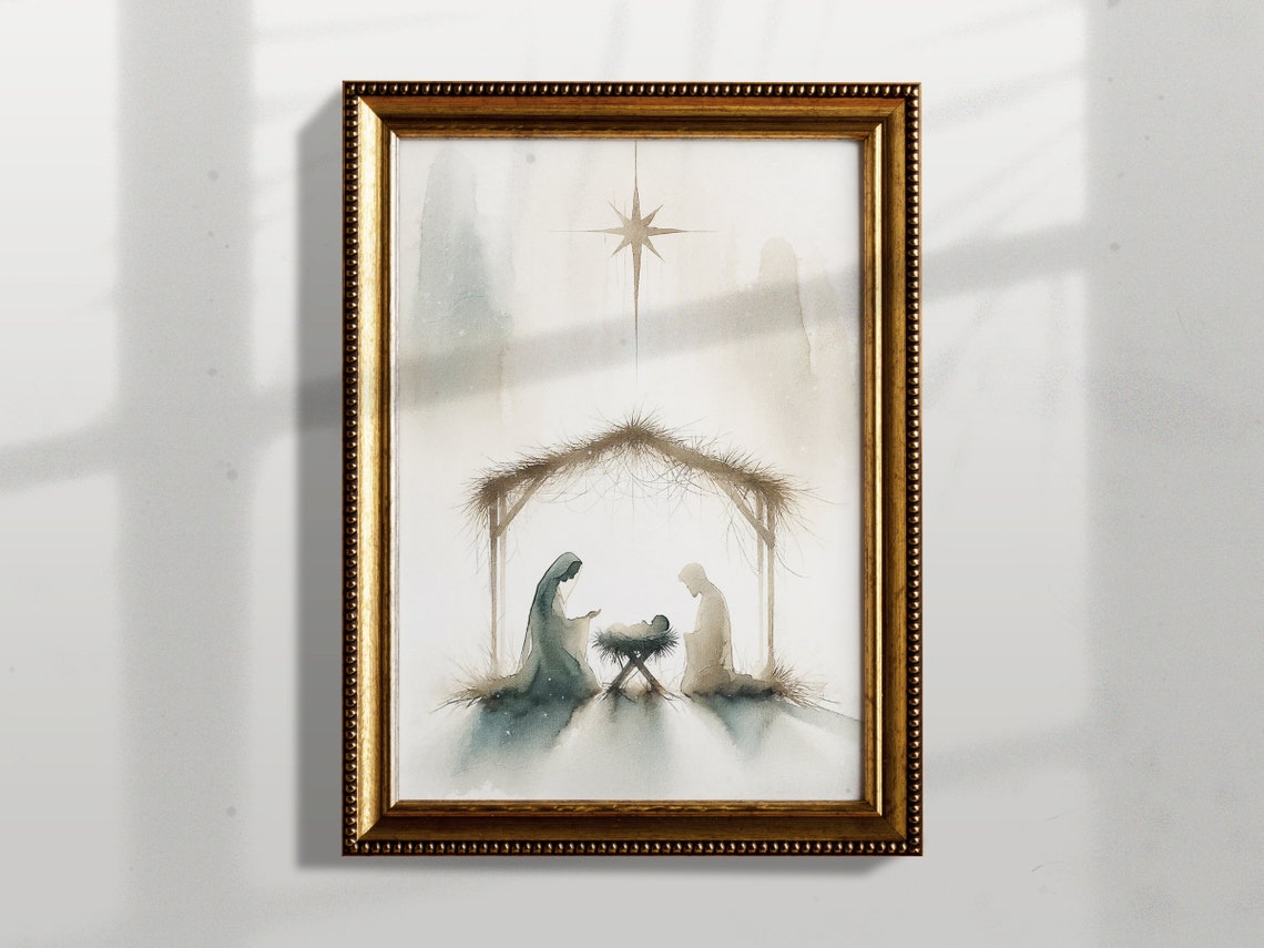 Minimalist Nativity Scene Art: Christmas Jesus Print (digital Download ...