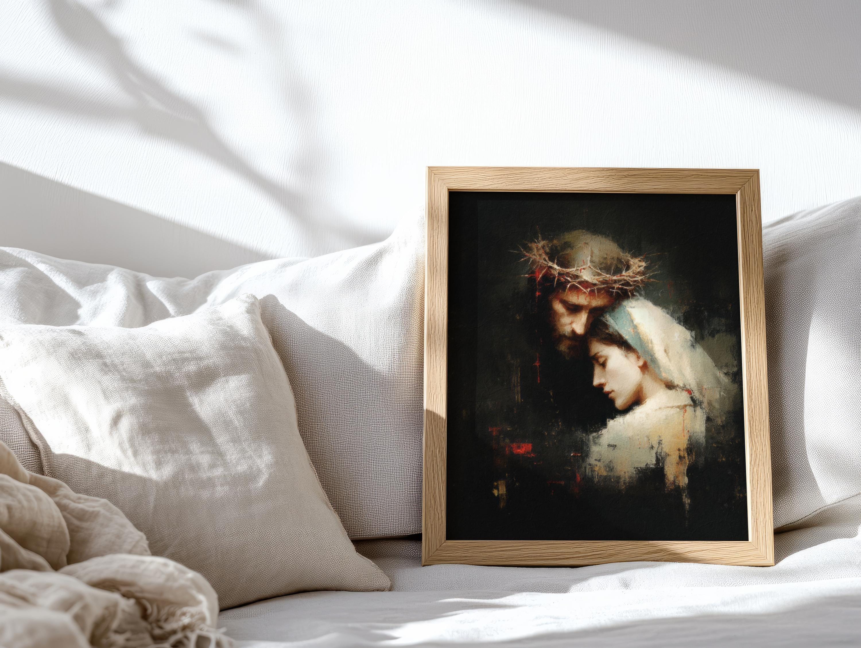 Goodbye Mother Christian Art | Jesus and Mary Sorrowful Embrace ...